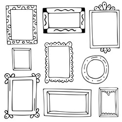 Set of hand drawn doodle frames squares borders Vector Image