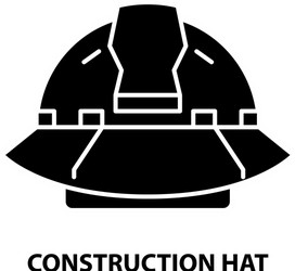Construction hat icon black sign Royalty Free Vector Image
