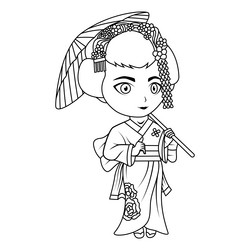 Tarzan chibi mascot line art Royalty Free Vector Image