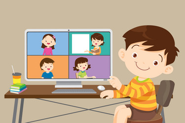 Boy Children Use Computer Vector Images (over 490)