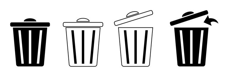 Trash bin icon waste bin set Royalty Free Vector Image
