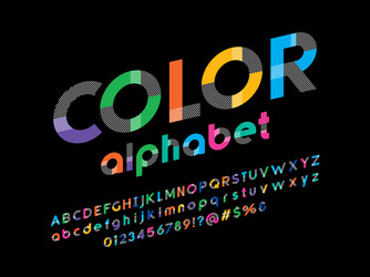 Stylized colorful 3d font edge alphabet letters Vector Image