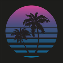 Retrowave Sun and Palm Trees Vector Images (over 260)