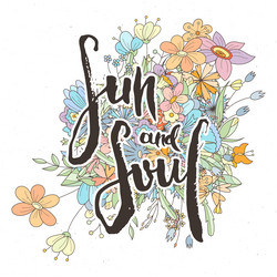 Hand lettering grunge card with flower background Vector Image