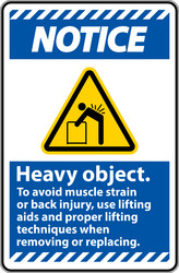Danger heavy object use lifting aids label Vector Image