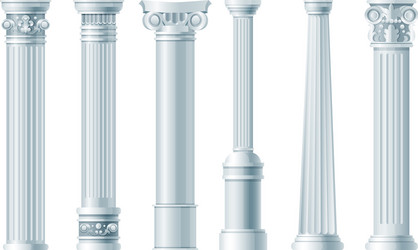 Realistic antique pillars set column Royalty Free Vector
