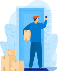 Set of cartoon characters delivering parcels Vector Image