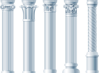 Realistic antique pillars set column Royalty Free Vector