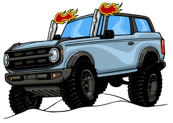 Cartoon classic 4x4 suv with open top Royalty Free Vector