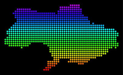 Dotted pixel spectrum ukraine map Royalty Free Vector Image