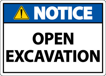 Caution open excavation sign on white background Vector Image