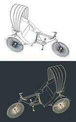 Three wheeled man-powered vehicle drawing Vector Image