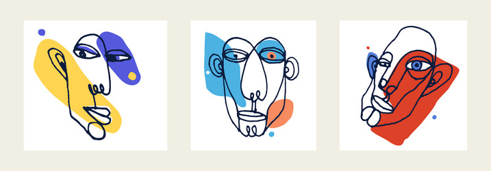 Abstract face portrait set abstraction art man Vector Image