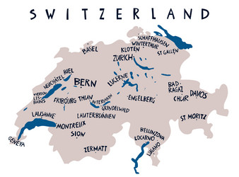 Hand drawn stylized map of switzerland travel Vector Image