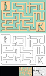 Easy alphabet maze - letter k Royalty Free Vector Image