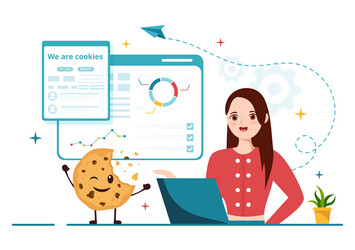 Internet cookies technology with track cookie Vector Image