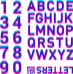 Stereo letters alphabet stereoscopic poster Vector Image