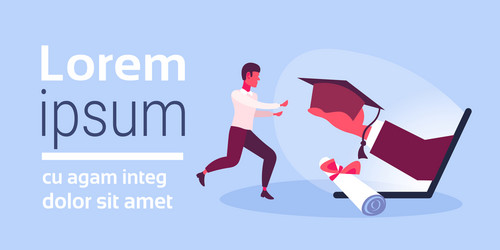 Man getting medal certificate isolated on white Vector Image