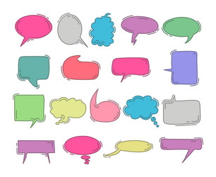 Hi message comic color cloud chat doodle Vector Image