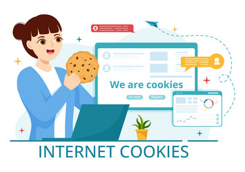 Internet cookies technology with track cookie Vector Image