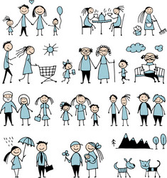 Family set sketch for your design Royalty Free Vector Image