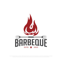Rustic grill bar logo template barbecue Royalty Free Vector