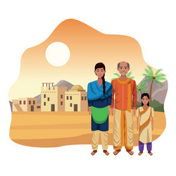 Indian family india cartoon Royalty Free Vector Image