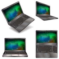 Photo realistic laptop front view with blank Vector Image