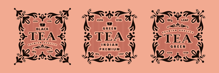 Template decorative label for tea Royalty Free Vector Image