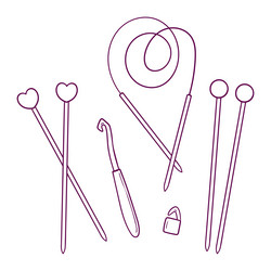 Hand drawn set of tools for knitting Royalty Free Vector