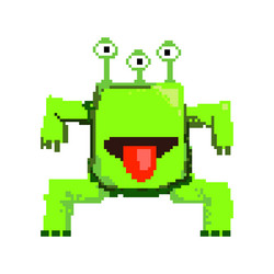 Happy pixel blue monster Royalty Free Vector Image