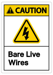 Caution bare live wires sign on white background Vector Image