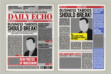 Newspaper layout news column articles newsprint Vector Image
