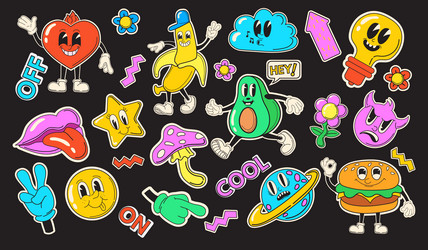 Cartoon patch badges Royalty Free Vector Image