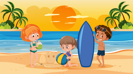 Kids At The Beach Clipart
