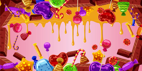 Candies doodle cartoon funny banner Royalty Free Vector