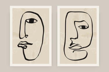 Continuous Line Abstract Face Vector Images (over 8,200)