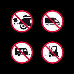 Prohibited signs forbidden round stickers set Vector Image
