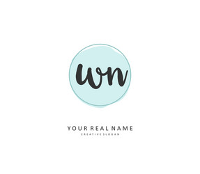 W n wn initial letter handwriting and signature Vector Image