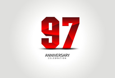 97 year anniversary celebration logo red polygon Vector Image