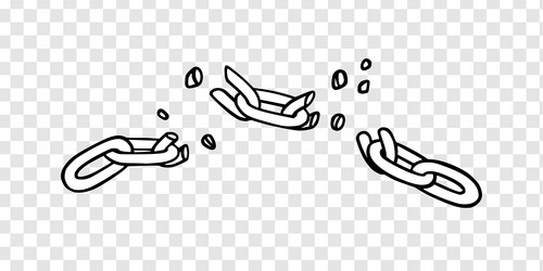 Broken chain with shatters as symbol of strength Vector Image