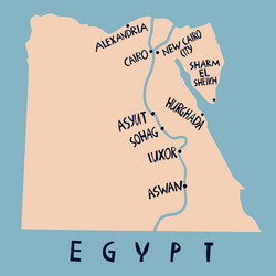 Hand drawn stylized map of egypt travel arab Vector Image