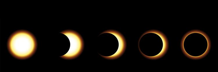 Solar eclipse set process or stages of partial Vector Image