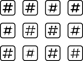 Icon set of hashtags hashtag symbols Royalty Free Vector