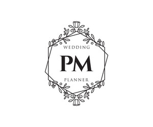 Pm initials letter wedding monogram logos Vector Image