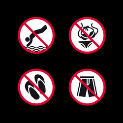 Prohibited signs forbidden round stickers set Vector Image