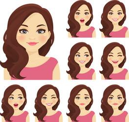 Woman expressions set Royalty Free Vector Image