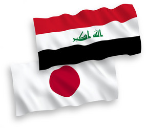 Japan and iraq flags for official meeting Vector Image