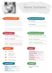 Professional resume cv with color stickers Vector Image