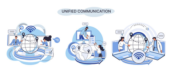 Unified communication concept metaphor characters Vector Image